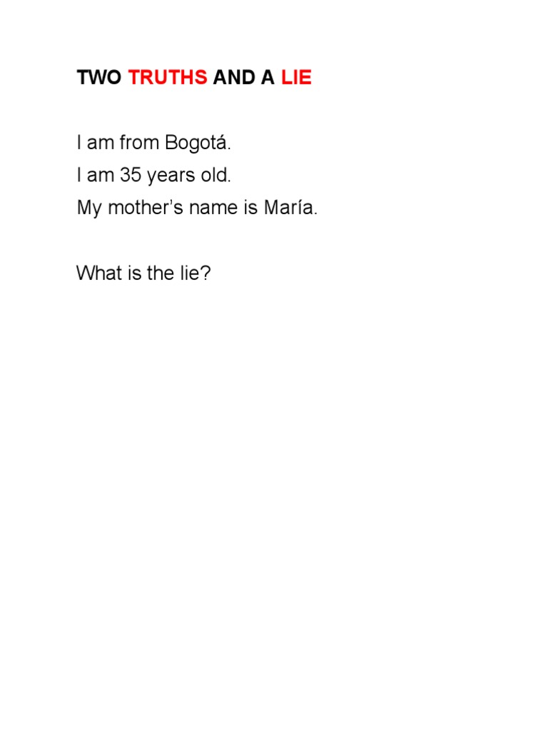 2 Truths and 1 Lie | PDF