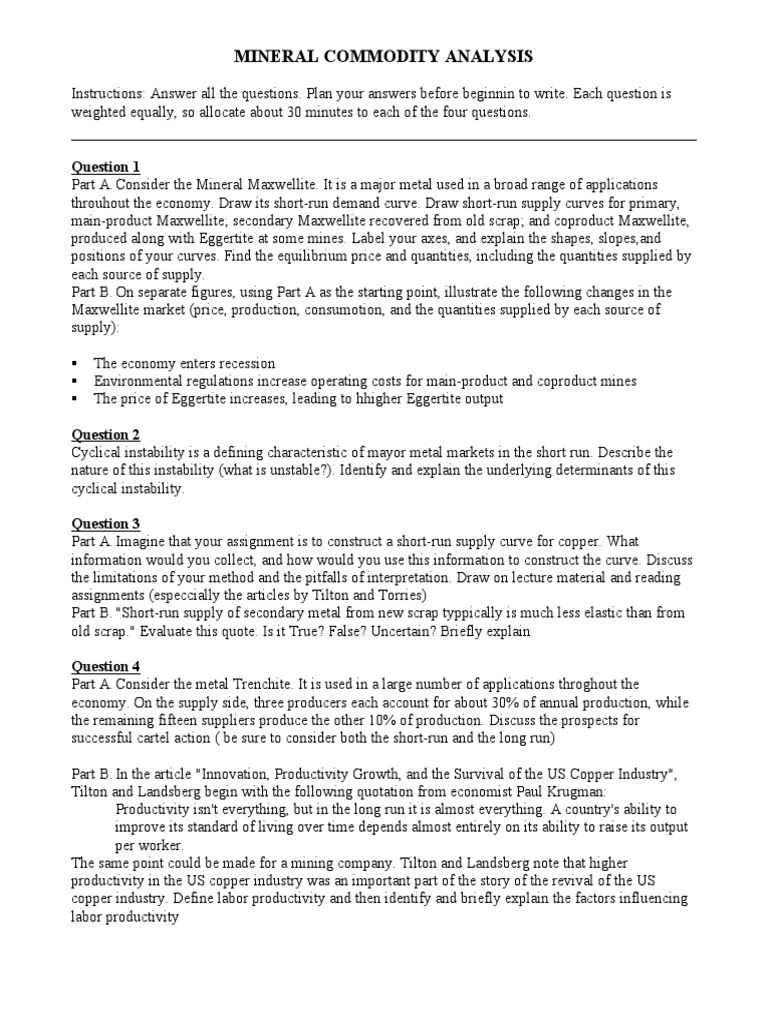 Mineral Commodity Analysis | PDF | Long Run And Short Run | Supply ...