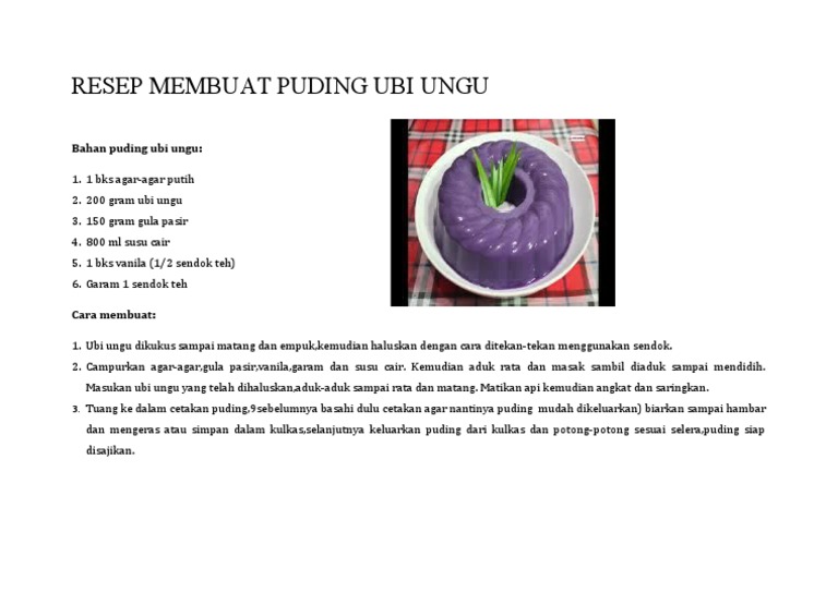 Bahan Puding Ubi Ungu | PDF | Pengembangan Diri