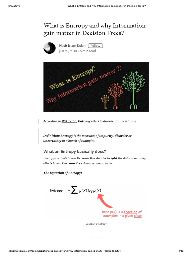 What Is Entropy and Why Information Gain Matter in Decision Trees | PDF | Applied Mathematics ...
