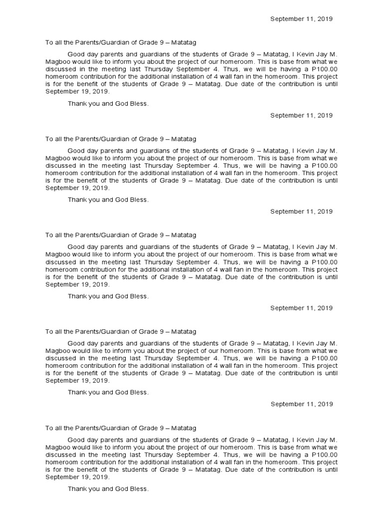 Electric Fan Letter | PDF | Schools | Educational Institutions