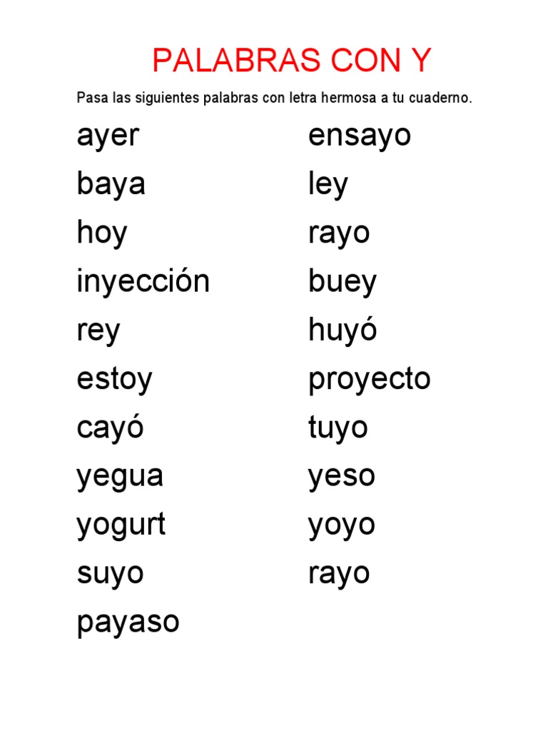 Palabras Con y | PDF