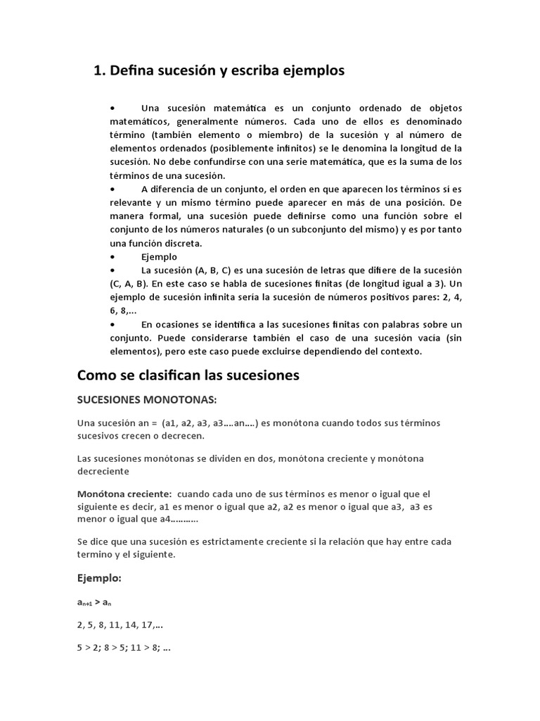 Guía de Sucesiones Matemáticas | PDF | Secuencia | Función (Matemáticas)