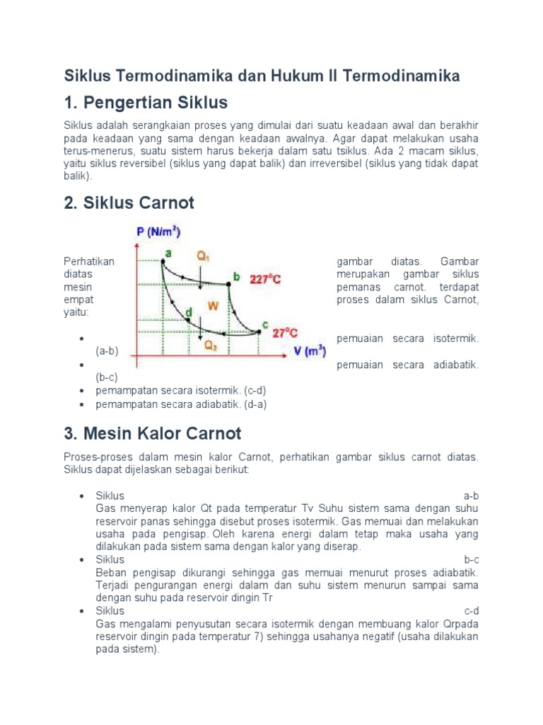Siklus Termodinamika Dan Hukum II Termodinamika | PDF