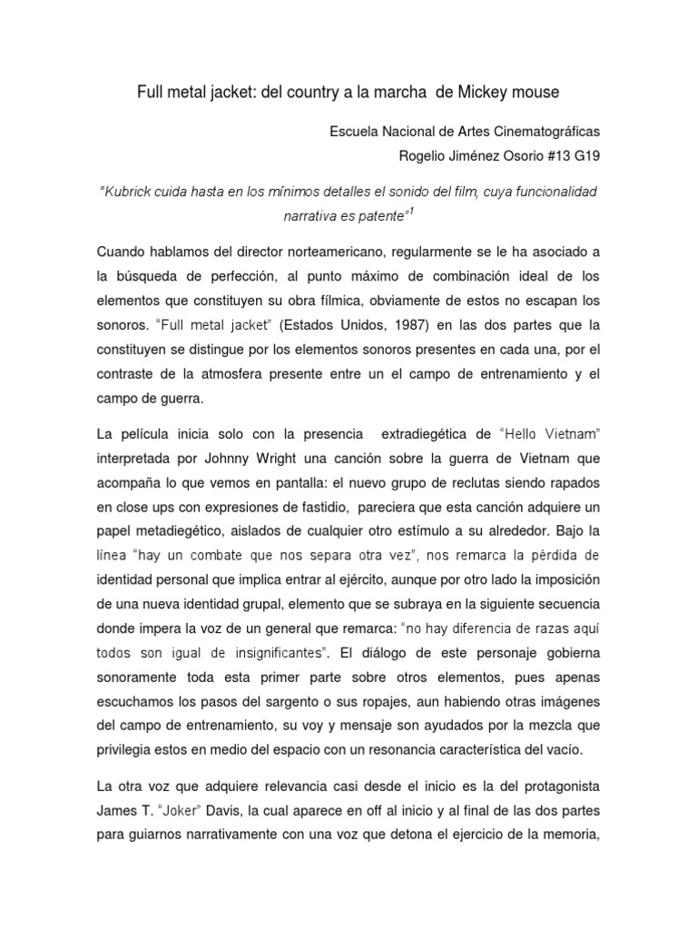Full Metal Jacket Del Country A La Marcha de Mickey Mouse ROGELIO ...