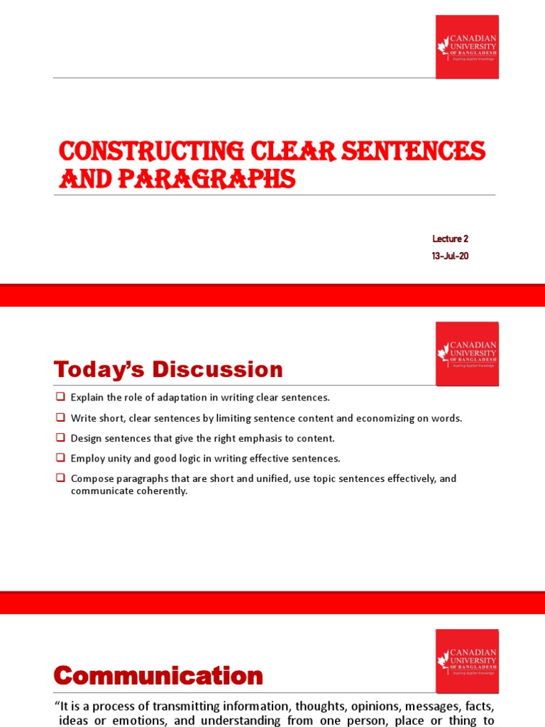 Writing Clear Sentences and Paragraphs | PDF | Sentence (Linguistics ...