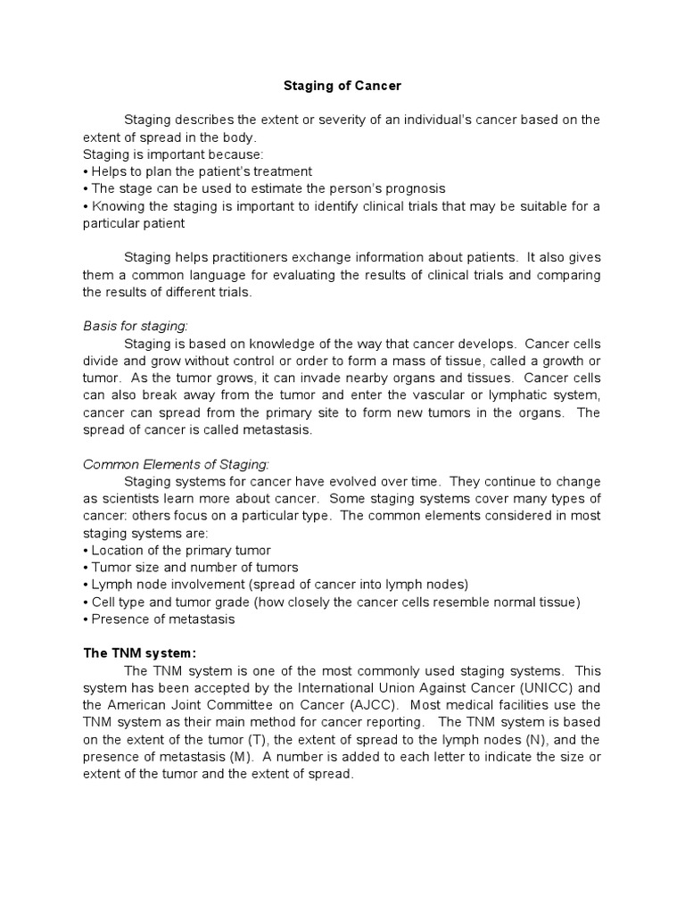 TNM Staging and Grading | PDF | Metastasis | Cancer