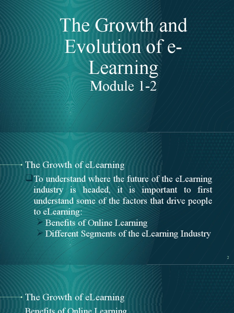 The Growth and Evolution of E-Learning | PDF | Educational Technology ...