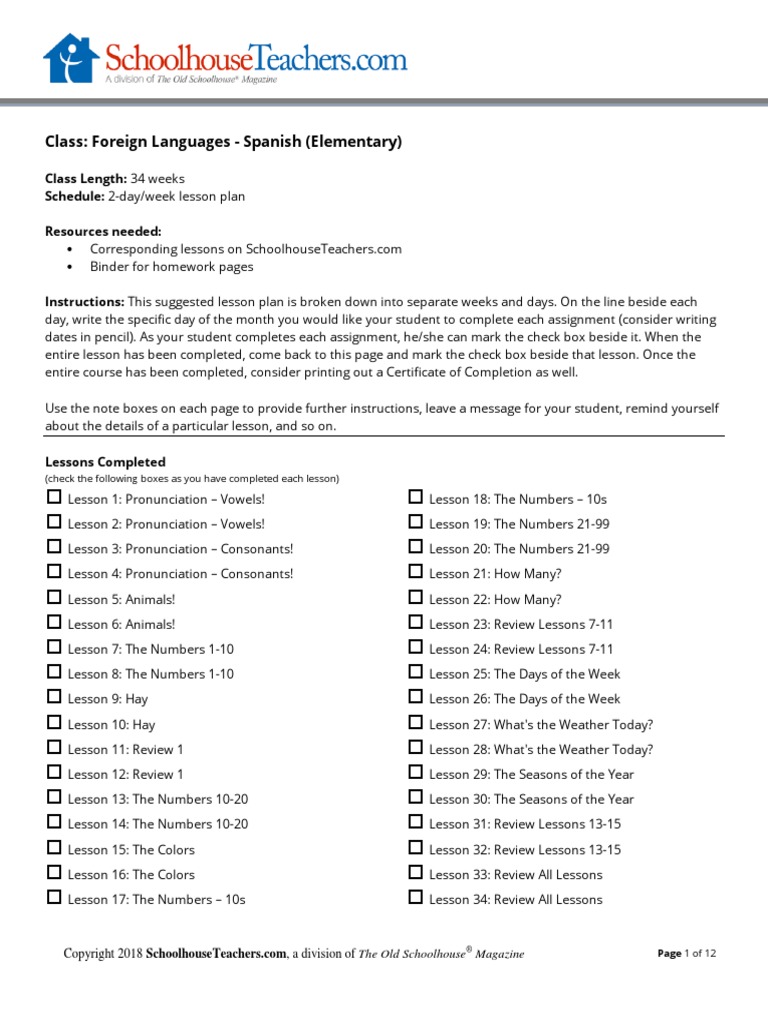 Foreign Languages Spanish Elementary Lesson Plan | PDF | Consonant ...