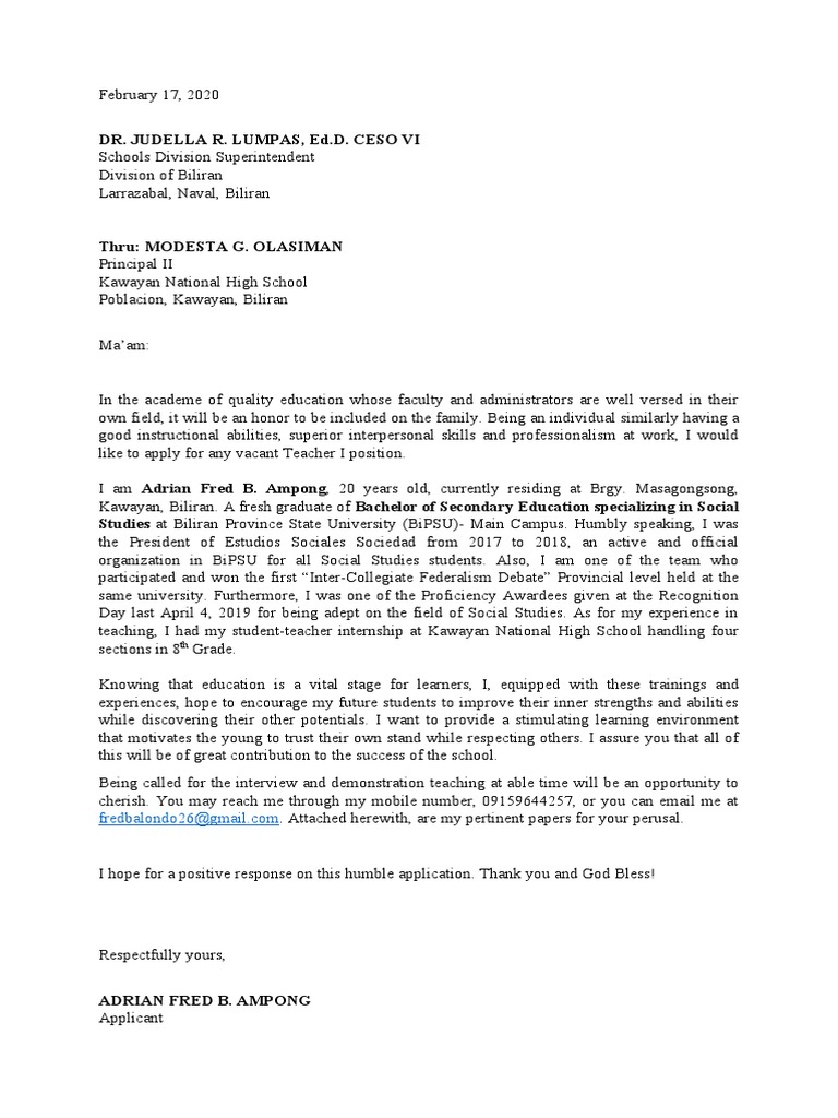 Application Letter Deped | PDF