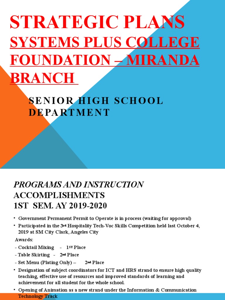 Systems Plus College Foundation - Miranda Branch: Strategic Plans ...