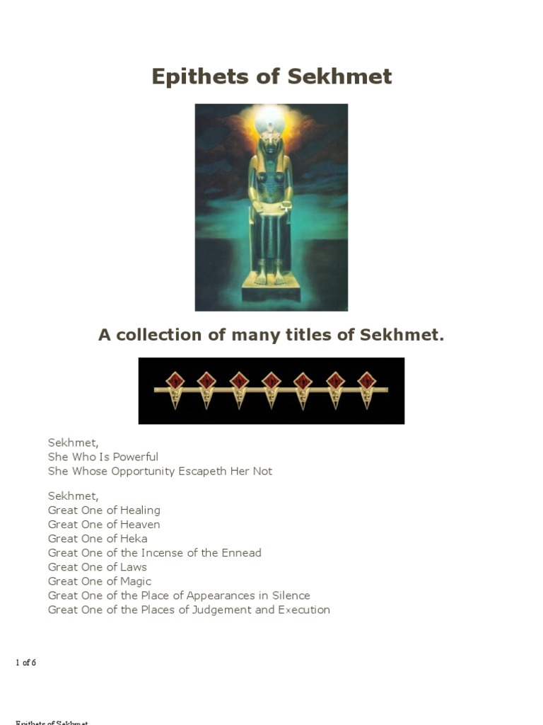 Epithets of Sekhmet | Ancient Egyptian Religion | Mythology