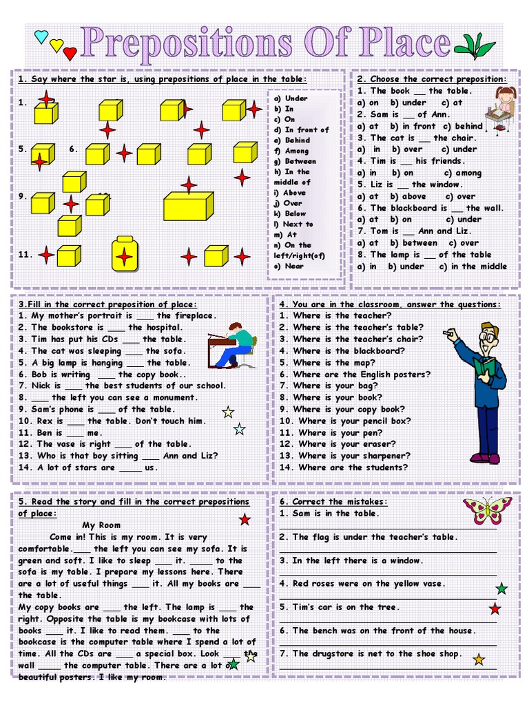 Prepositions of Place - 29302 | PDF | Teaching Methods & Materials