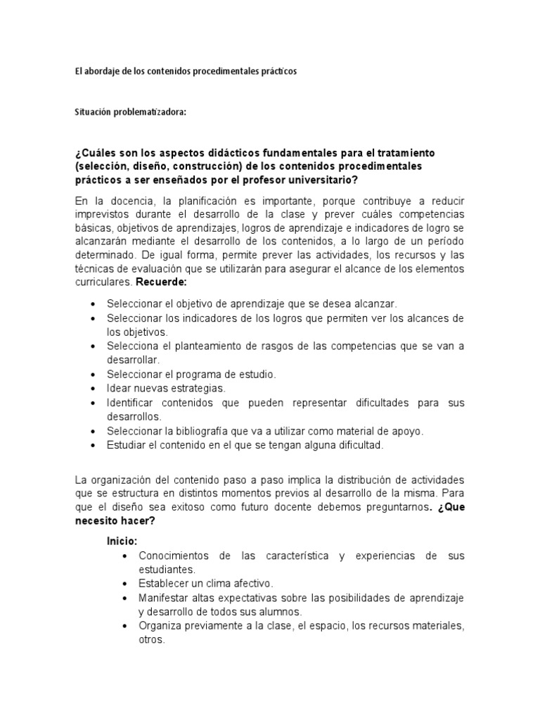 El Abordaje de Los Contenidos Procedimentales Prácticos | PDF | Evaluación | Aprendizaje
