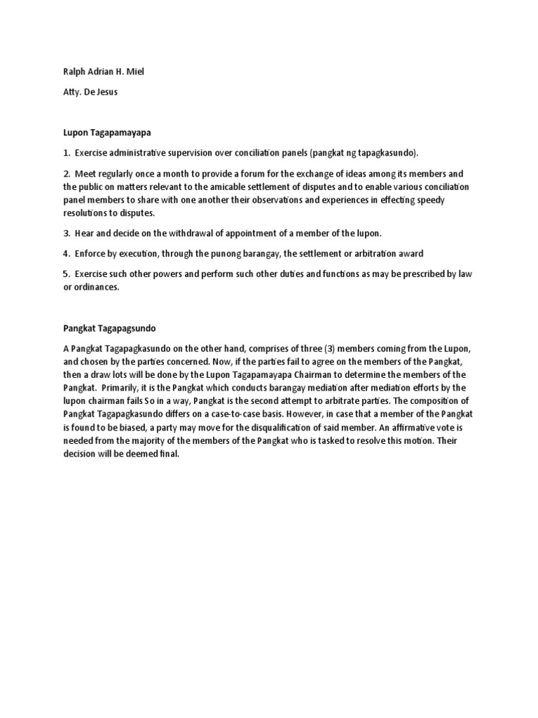 Roles of Pangkat Tagapagkasundo in Mediation | PDF | Career & Growth ...