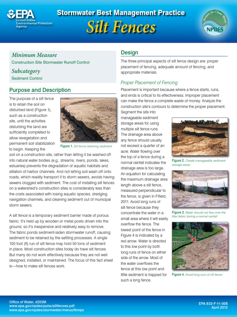 Silt Fences: Stormwater Best Management Practice | PDF | Storm Drain ...