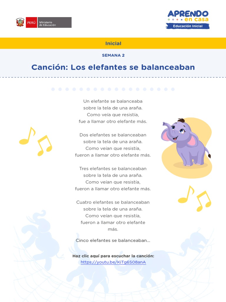 s2 Inicial Leemos Recurso Cancion Los Elefantes Se Balanceaban | PDF