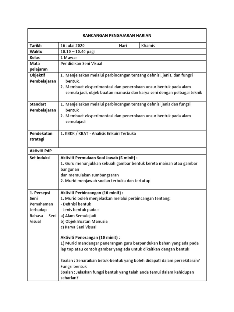 PSV T1 - Bentuk | PDF