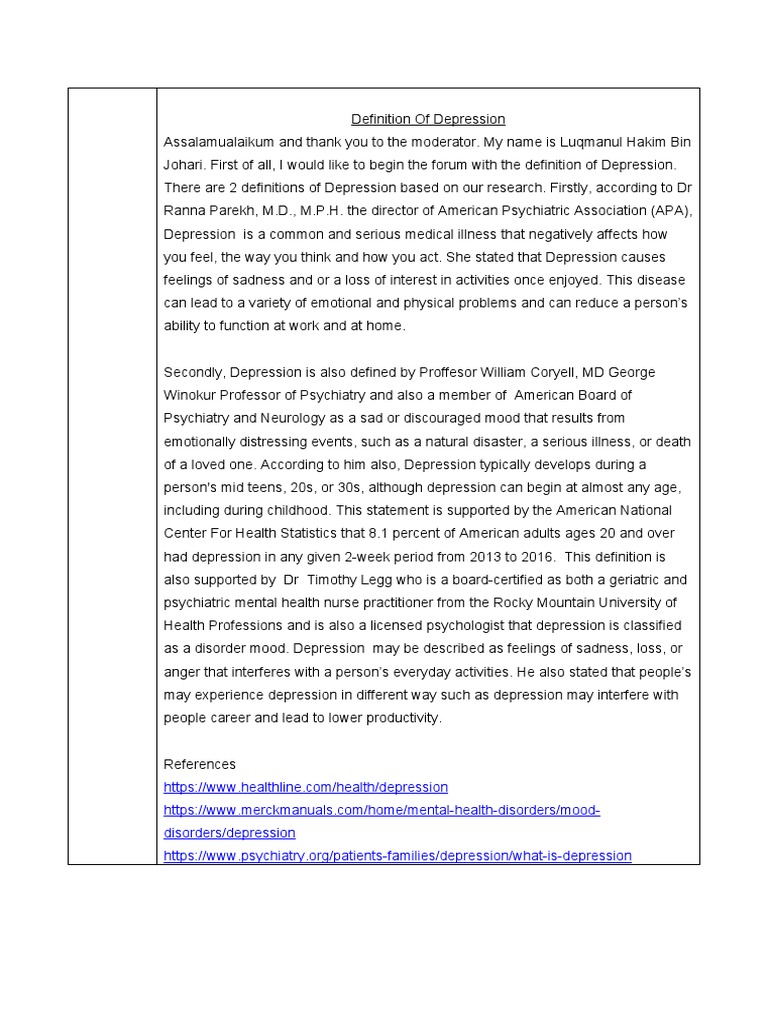 Depression Forum Script 2 | PDF | Major Depressive Disorder ...