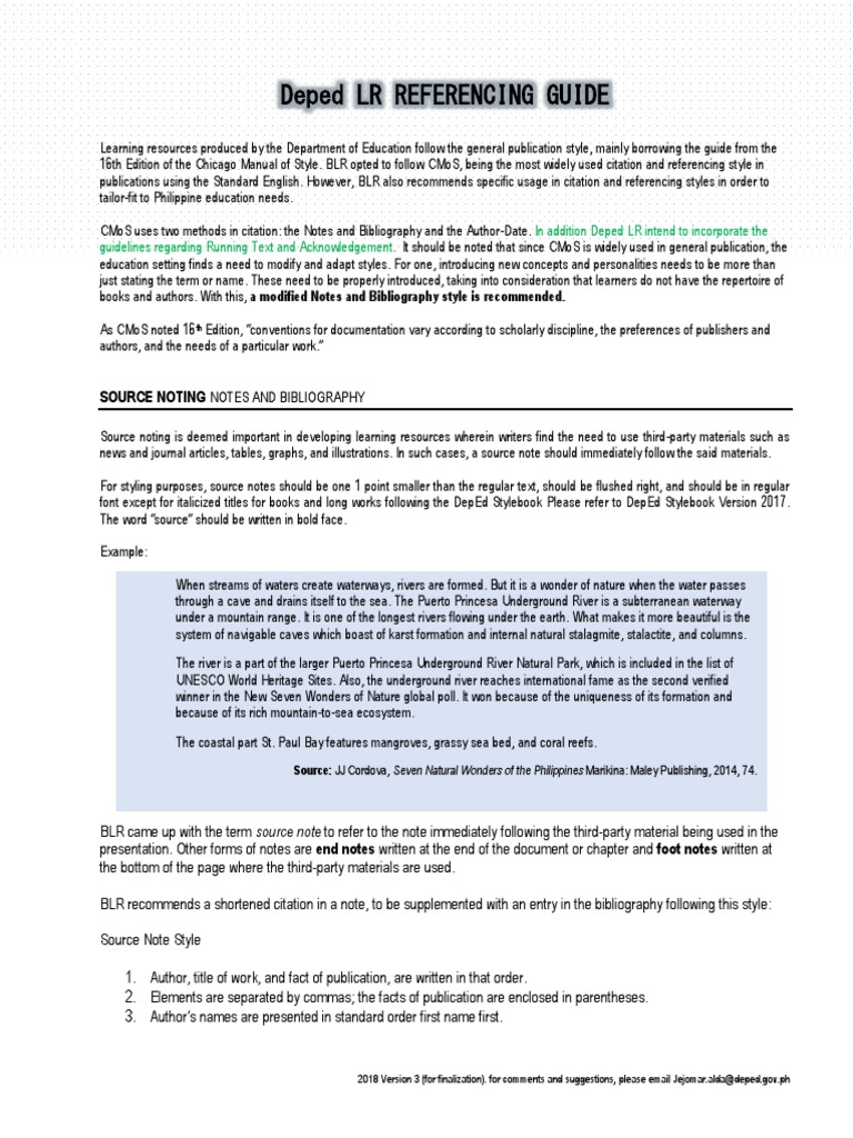 Annex 11 LR Referencing Guide PDF | PDF | Note (Typography) | Citation