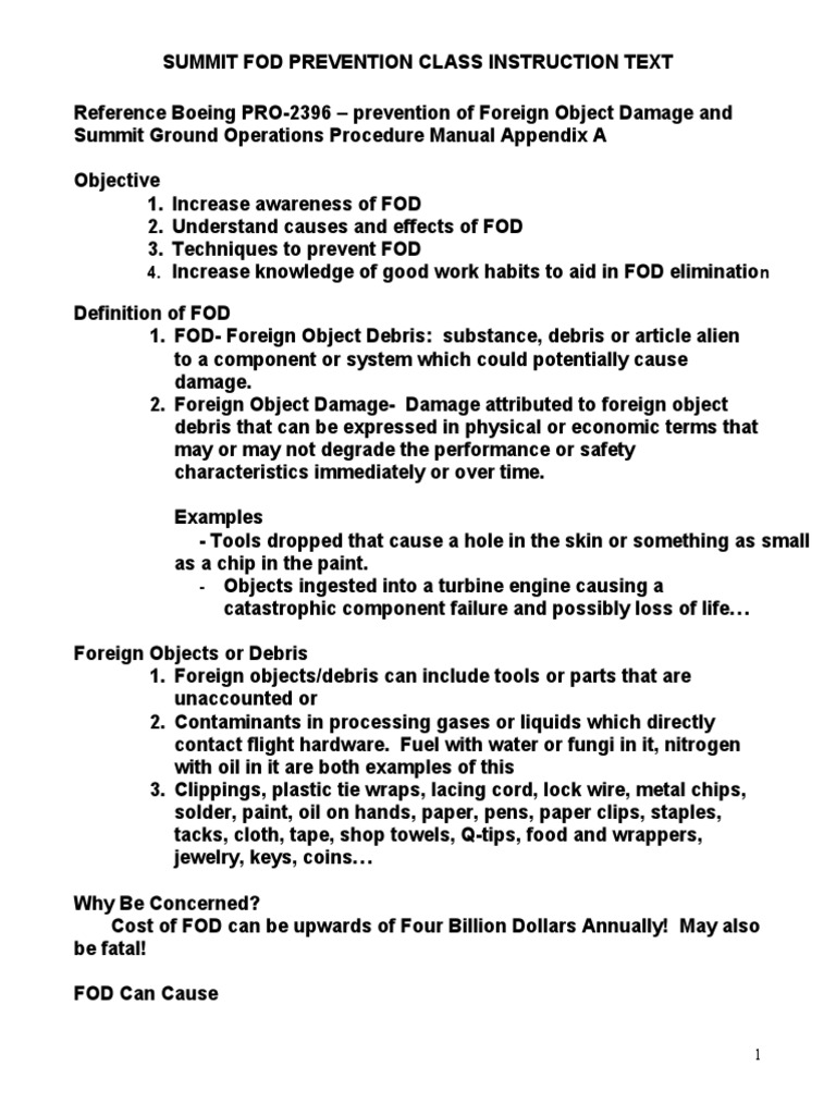 Class Guide FOD Class | PDF | Foreign Object Damage | Nature