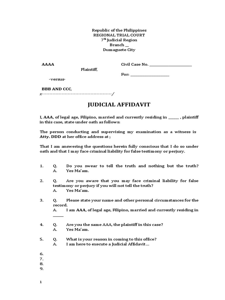 Judicial Affidavit SAMPLE | PDF | Affidavit | Perjury