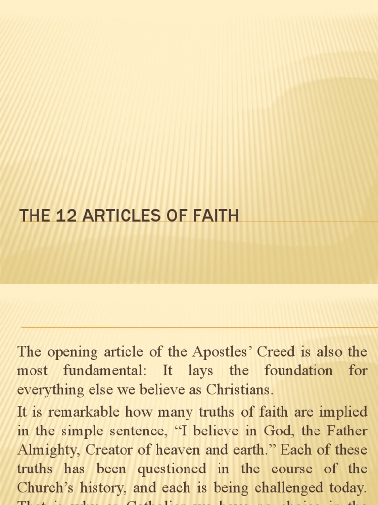 The 12 Articles of Faith | PDF | Original Sin | God