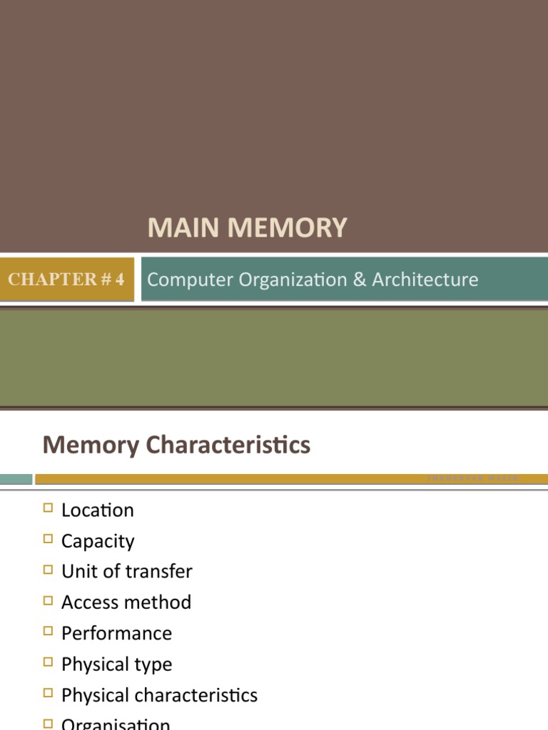COA - Chapter # 4 | PDF | Random Access Memory | Computer Memory
