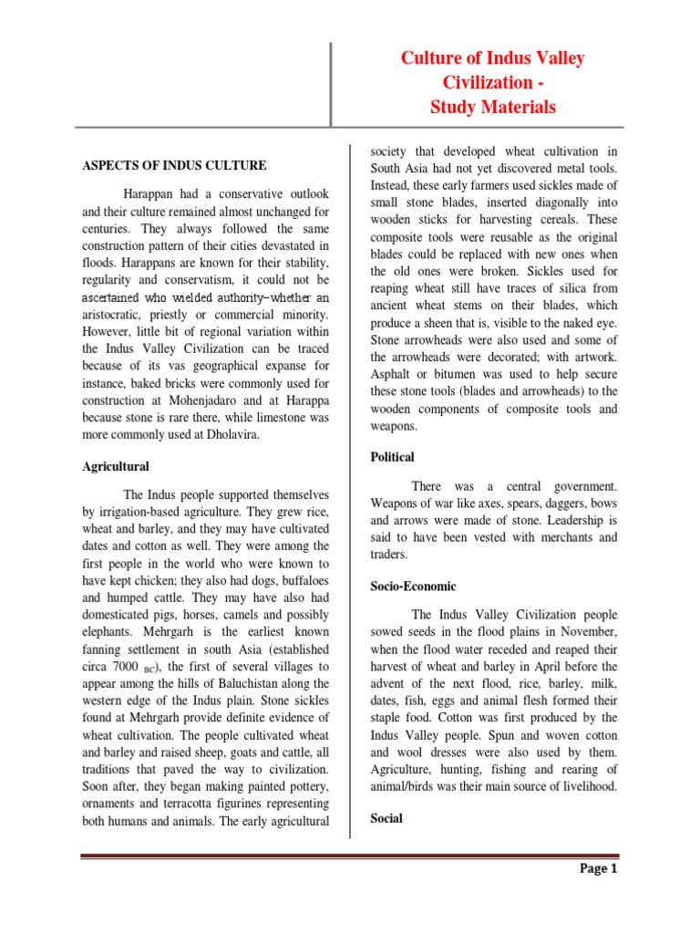 Indus Valley Civilization Overview | PDF | Sculpture | Jewellery