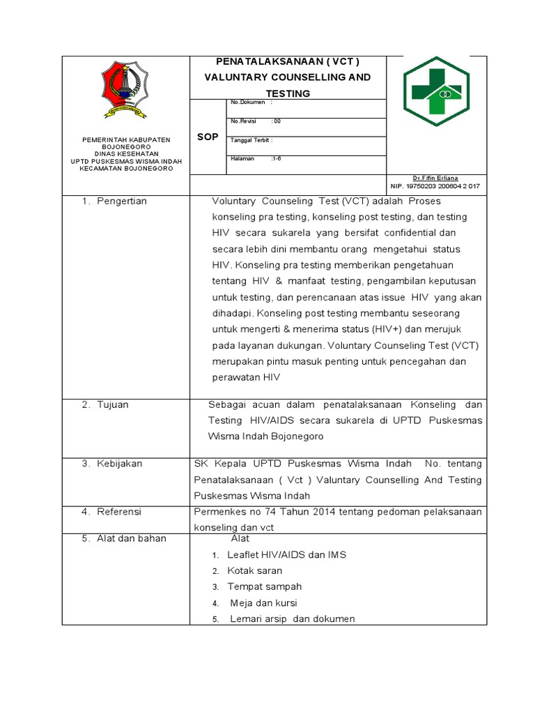 Sop VCT Hiv Aids | PDF