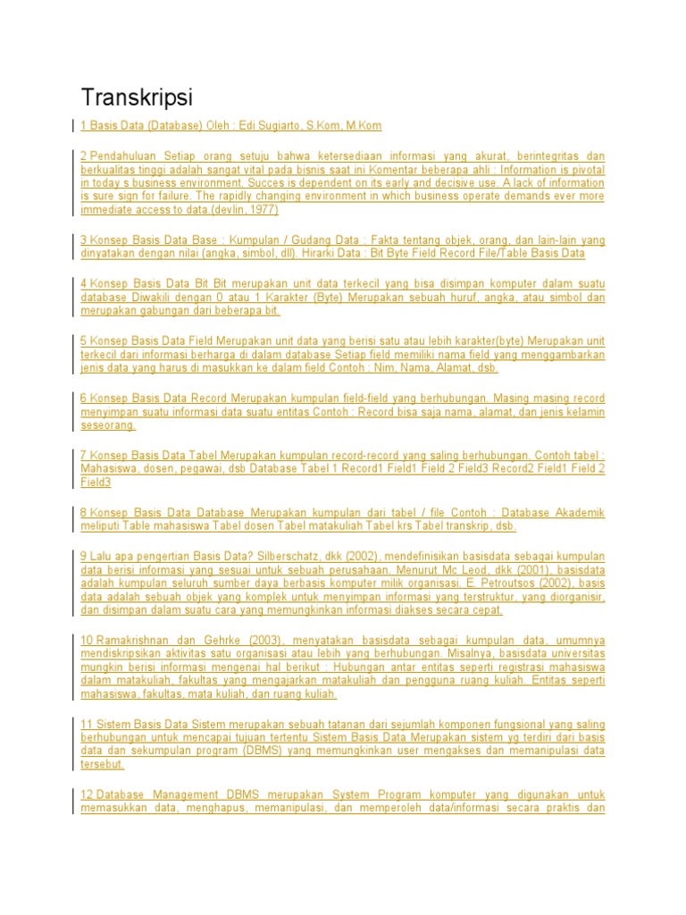 Pengenalan Basis Data dan DBMS | PDF