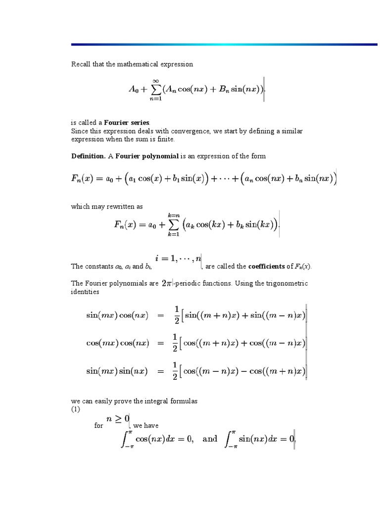 Fourier Series Basic Results | PDF