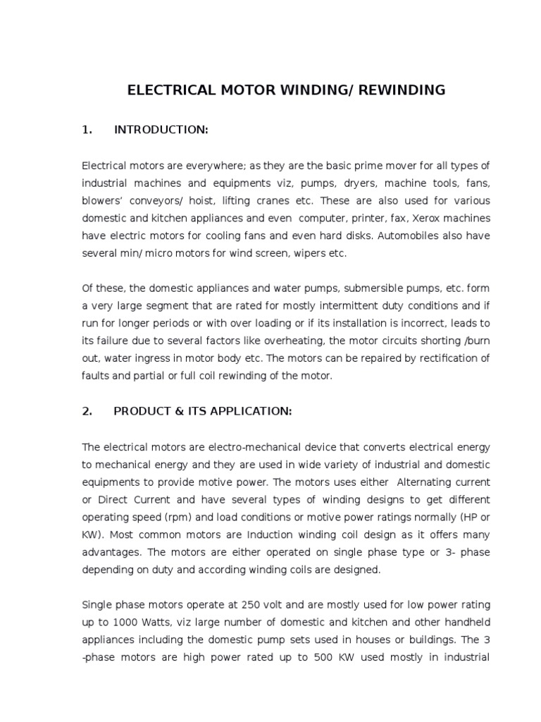 Motor Winding Role Model Project Report | PDF | Electric Motor ...
