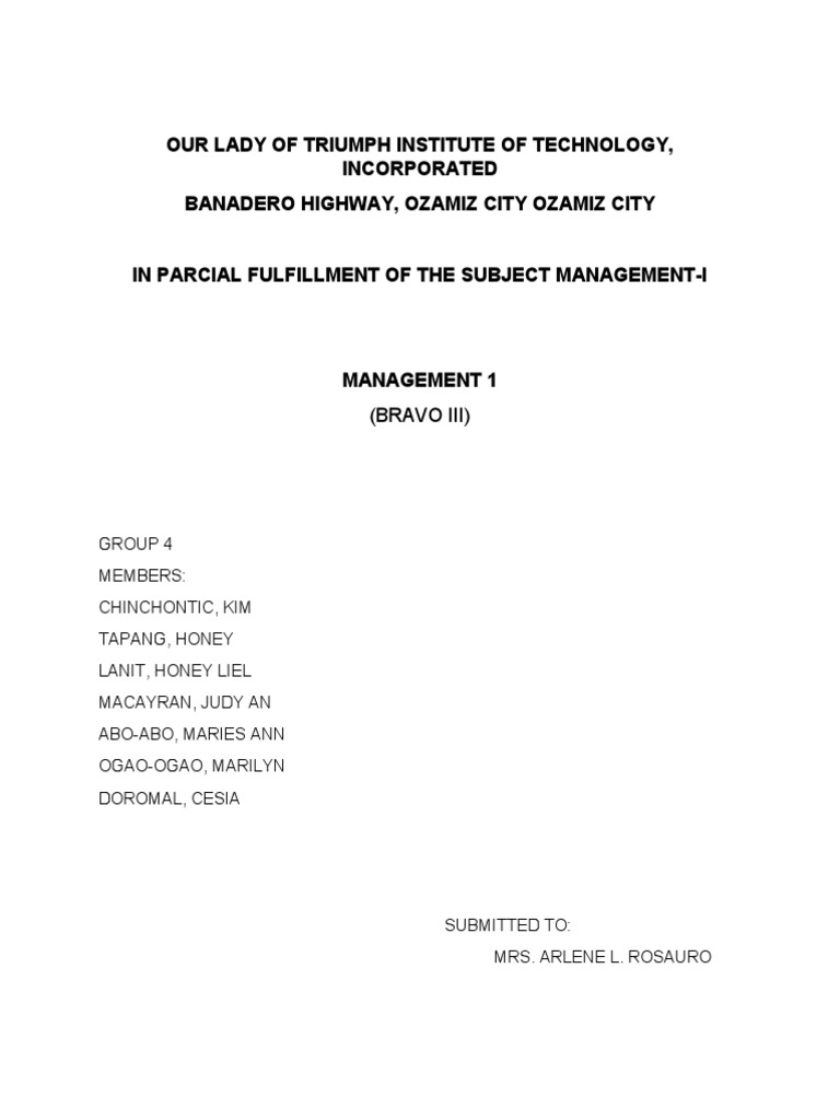 Our Lady of Triumph Institute of Technology, Incorporated Banadero ...