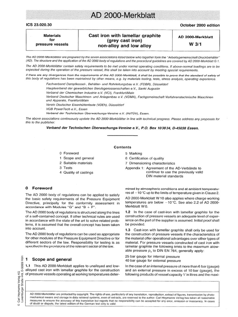 AD 2000-Merkblatt W 3 - 1 Englisch Vom 10-2000 | PDF