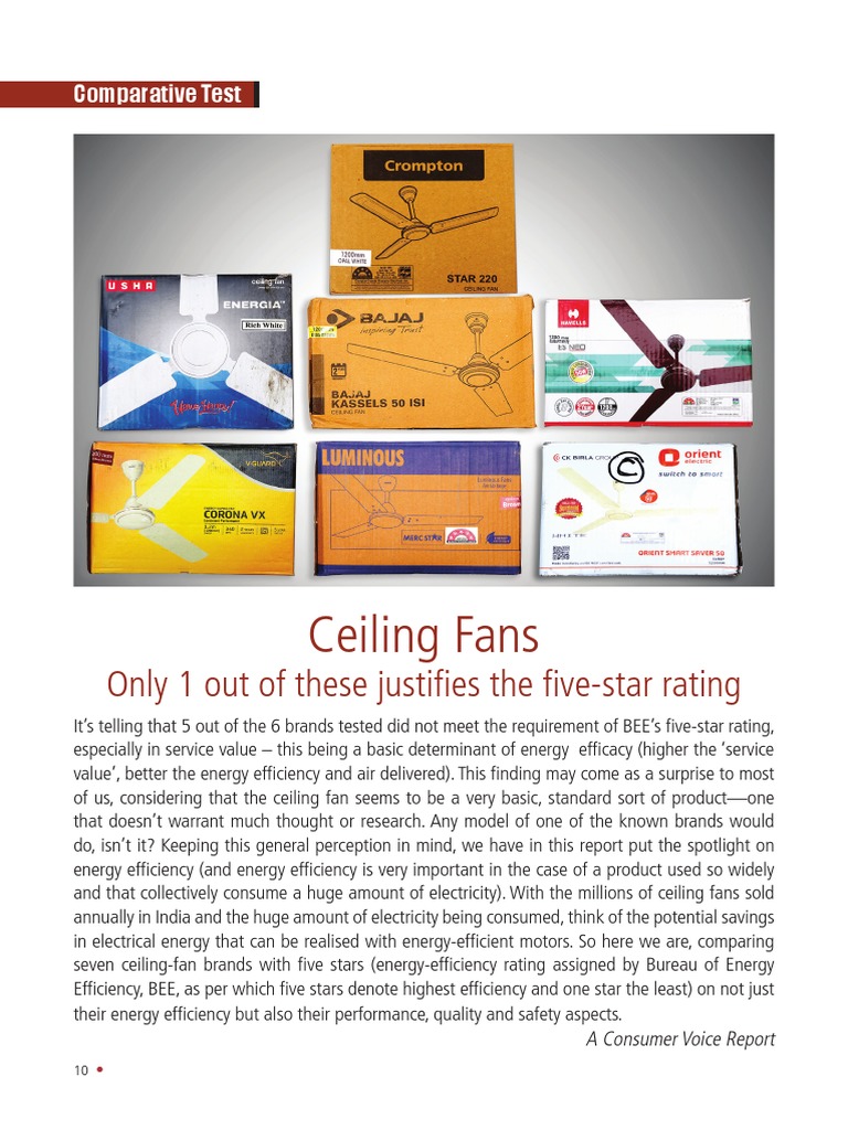 Ceiling Fans: Only 1 Out of These Justifies The Five-Star Rating | PDF ...