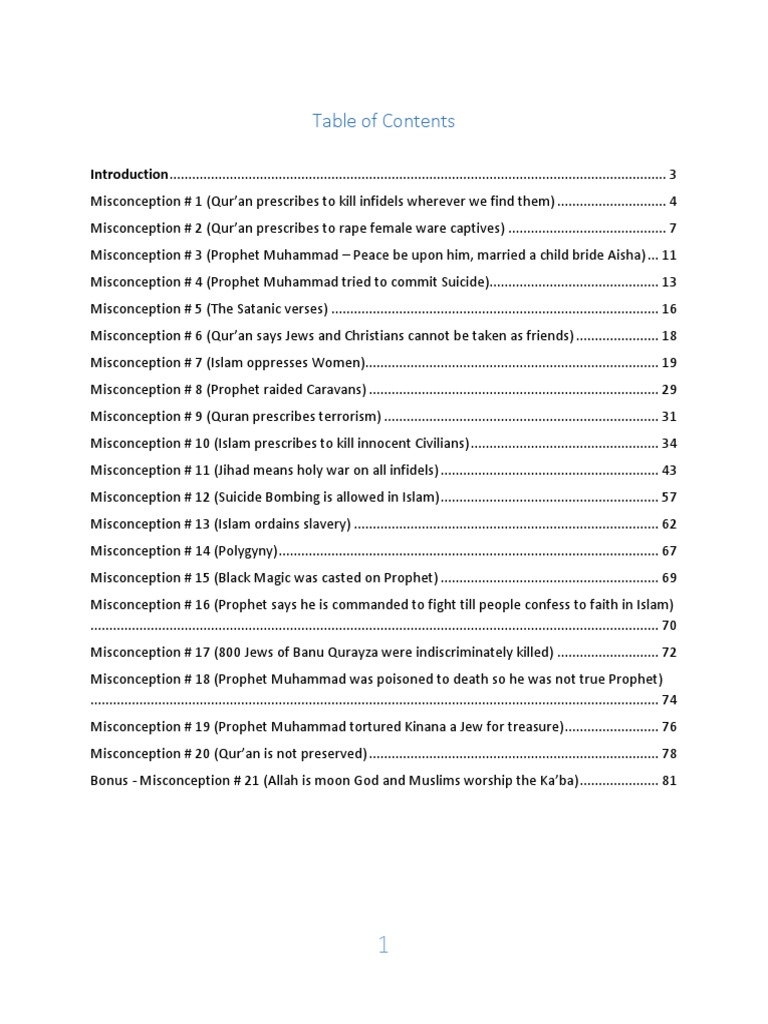 Misconception About Islam pt1 PDF | PDF | Hadith | Muhammad