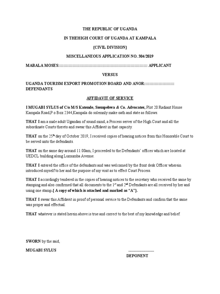 Affidavit of Service | PDF