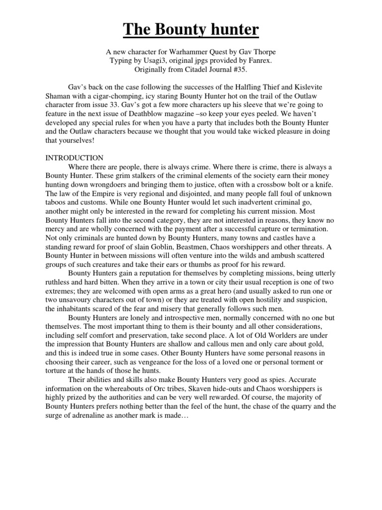 Bounty Hunter Pdf Shield Armour