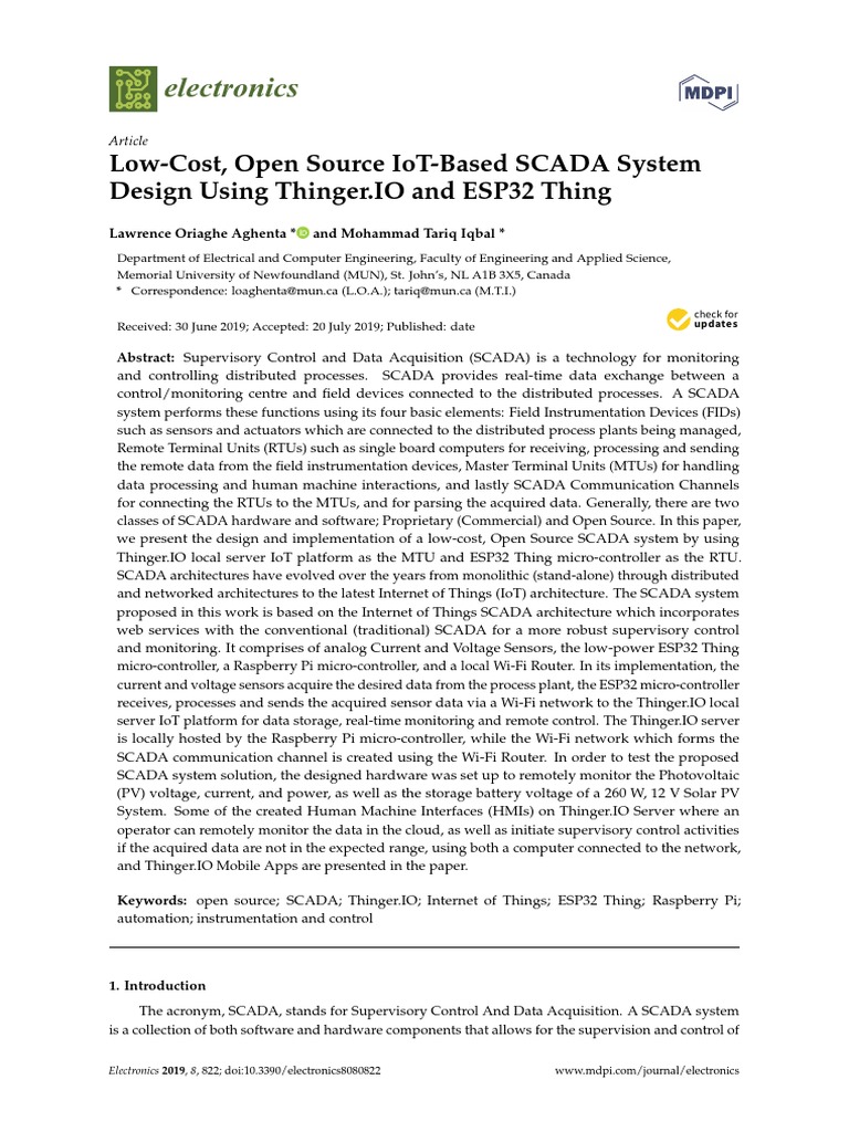 Electronics: Low-Cost, Open Source Iot-Based Scada System Design Using ...