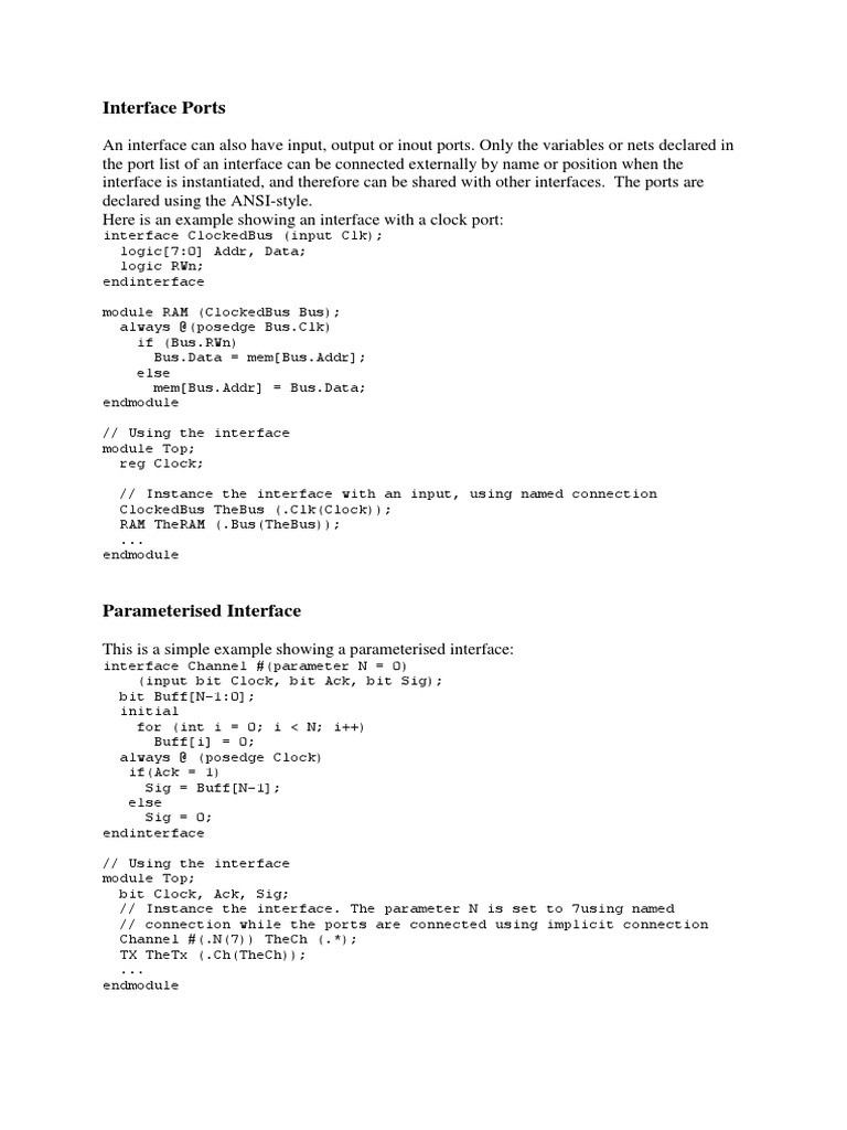 Interface Ports PDF | PDF | Interface (Computing) | Parameter (Computer Programming)