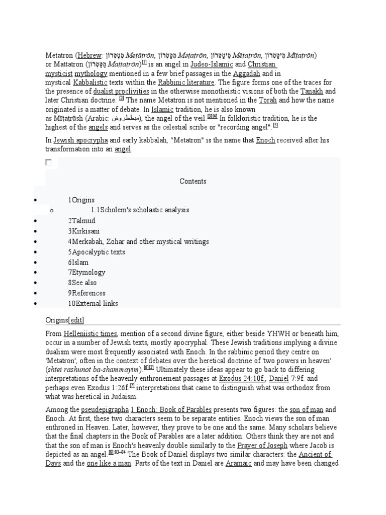 Metatron | PDF | Jewish Theology | Religious Belief And Doctrine