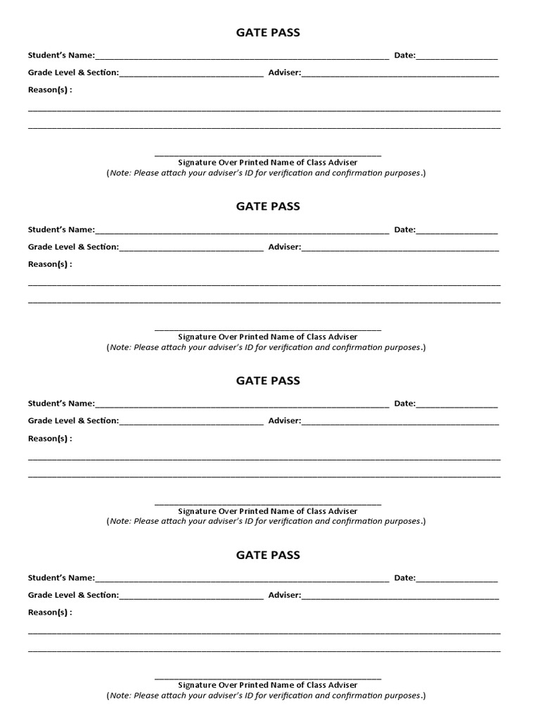 Gate Pass | PDF | Access Control | Authentication