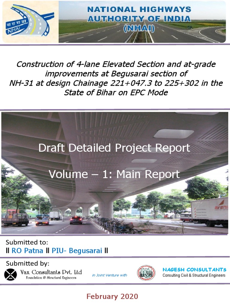 Draft Detailed Project Report Volume - 1: Main Report | PDF | Economic ...