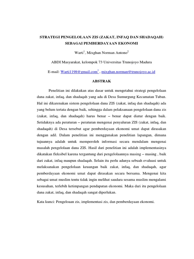 Artikel Strategi Pengelolaan ZIS (Warti) | PDF