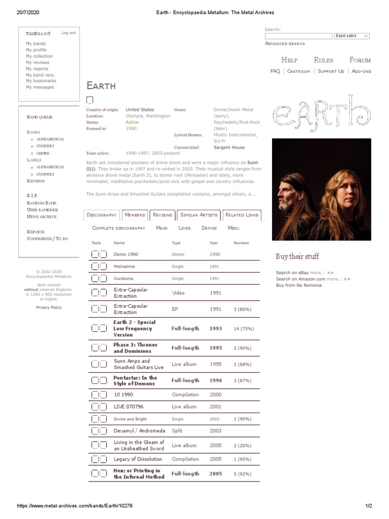 Earth - Encyclopaedia Metallum - The Metal Archives | PDF | Heavy Metal ...