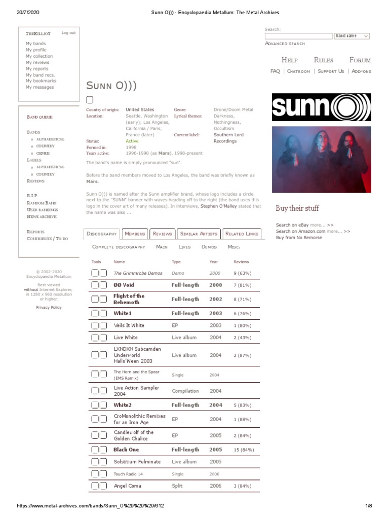 Sunn O) ) ) - Encyclopaedia Metallum - The Metal Archives | PDF | British Styles Of Music