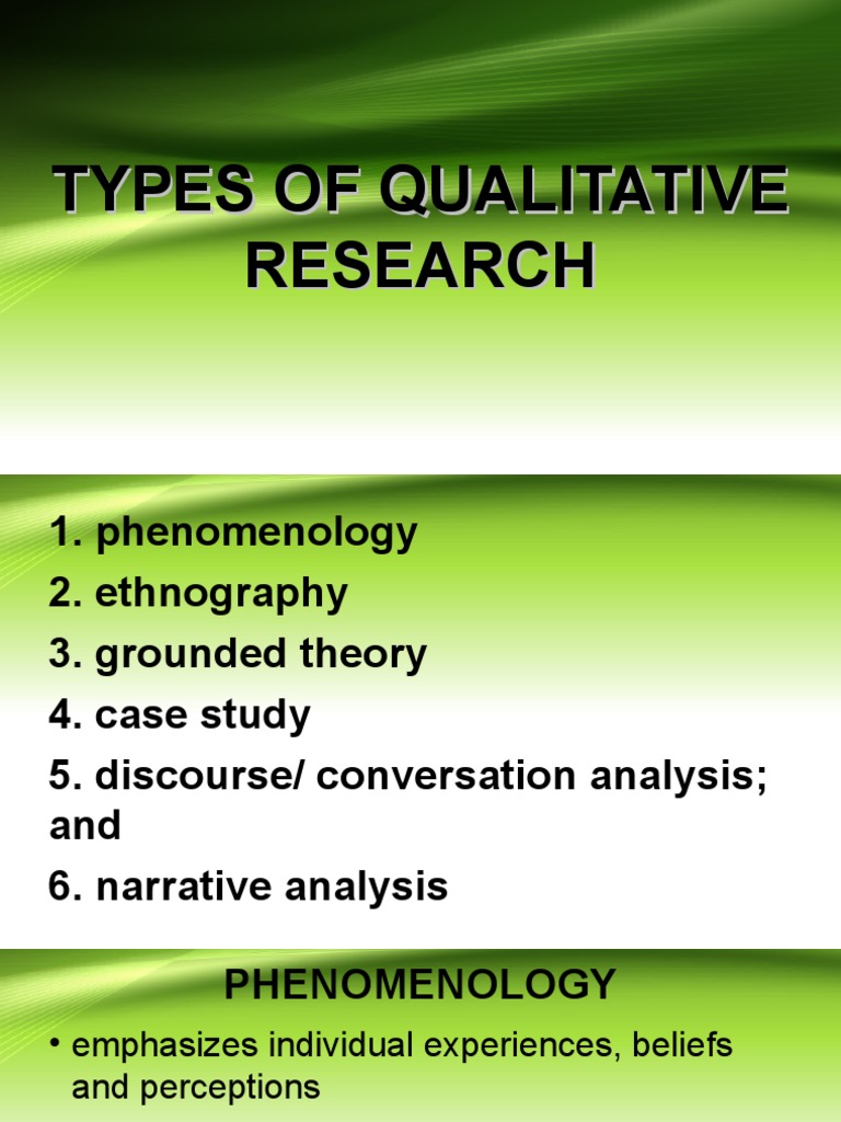 Types of Qualitative Research | PDF | Qualitative Research | Analysis
