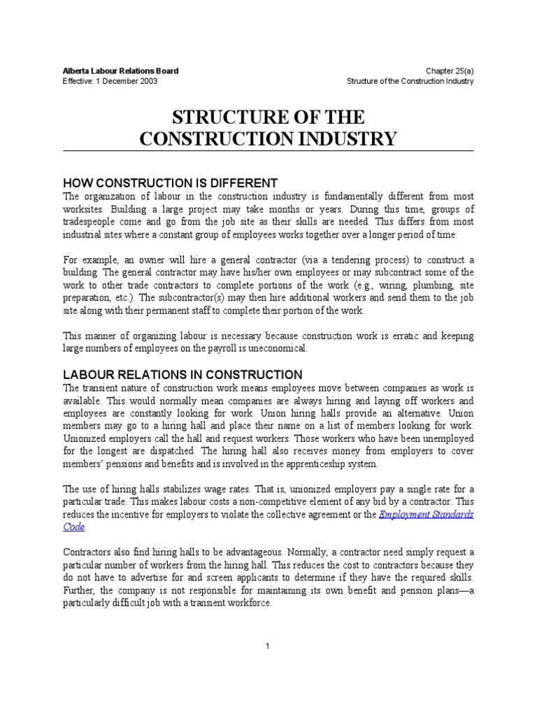 Structure of The Construction Industry: How Construction Is Different ...