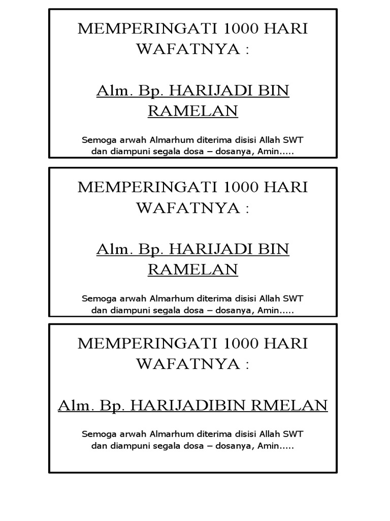 Ucapan Memperingati 1000 Hari | PDF